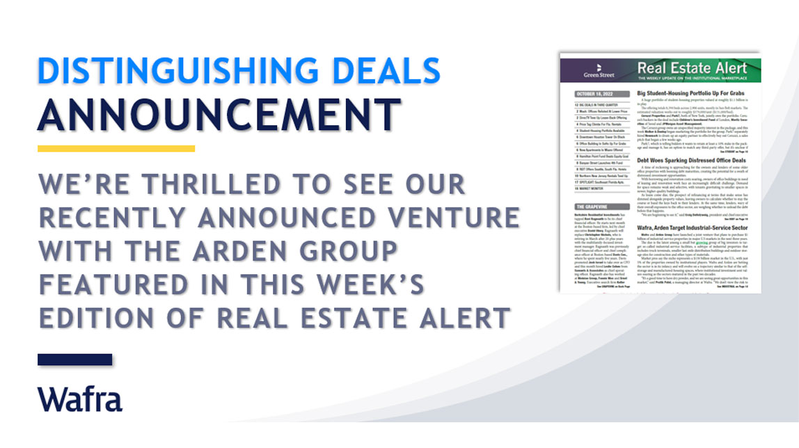 Arden Group and Wafra Launch Venture Targeting a $1.0 Billion ...